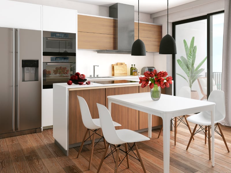 Modular Island Kitchen Design Brown Sugar Kitchen with Warm Tones and Functional Layout | HomeLane